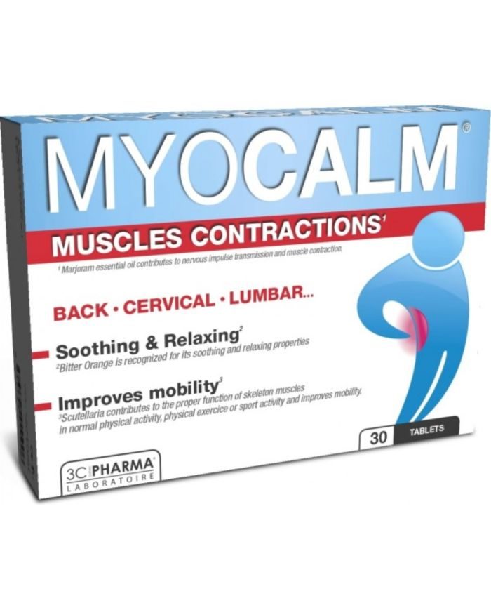 3C PHARMA MYOCALM MUSCLES CONTRACTIONS 30 TABLETS - 3 CHENES - Acc...
