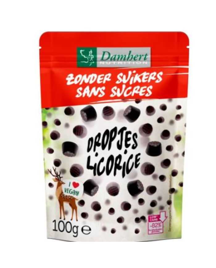 DAMHERT SOFT DROPJES LICORICE SANS SUCRE 100 G - DAMHERT - PRODUIT...