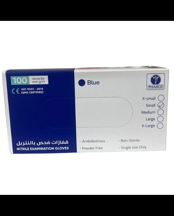 PHARCO BLUE NITRILE EXAMINATION GANTS TAILLE S 100 UNITES - PHARCO...